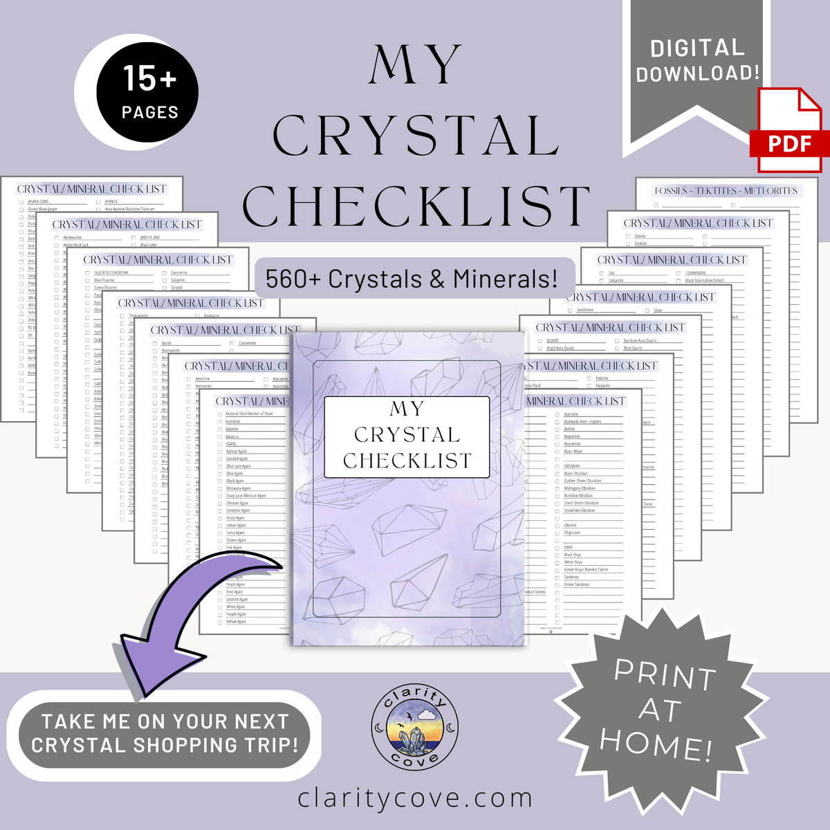560+ Crystal/ Mineral Collection Checklist | Digital Download PDF Prin – Clarity Cove